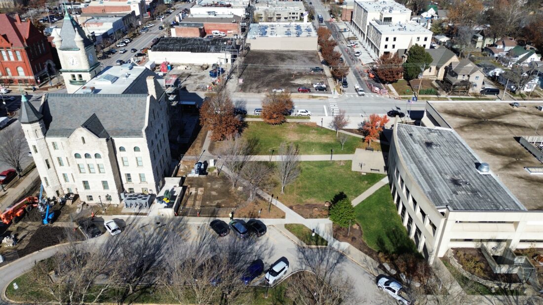 Trees on courthouse lawn cut down; county says they died after ...